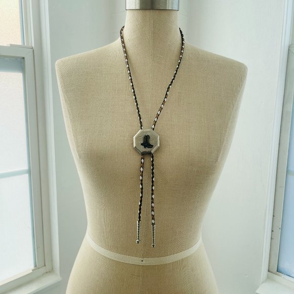 Vintage | Accessories | Vintage Braided Leather Western Rockabilly Bolo ...